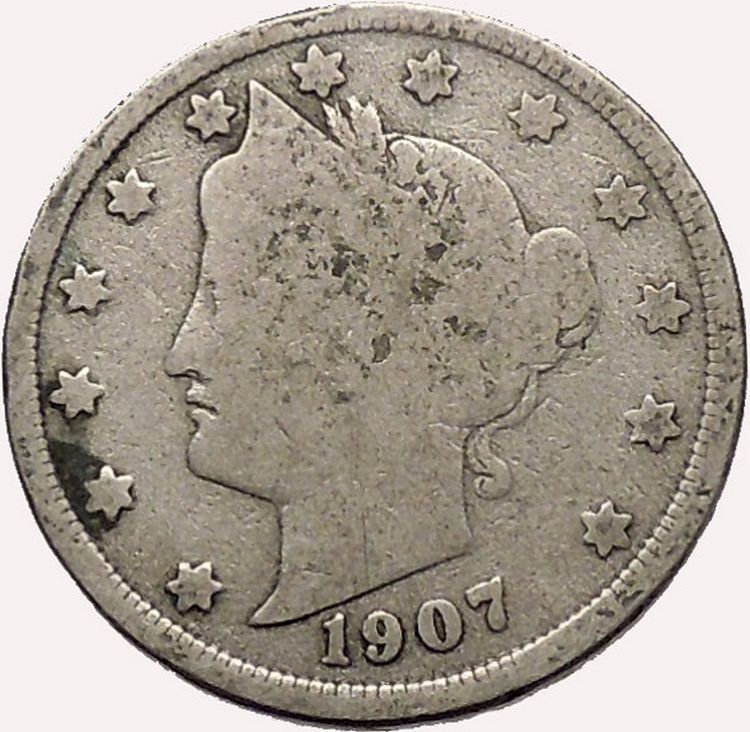 1907 LIBERTY HEAD NICKEL 5 Cent United States Of America USA Antique 1907 LIBERTY HEAD NICKEL 5 Cent United States Of America USA Antique